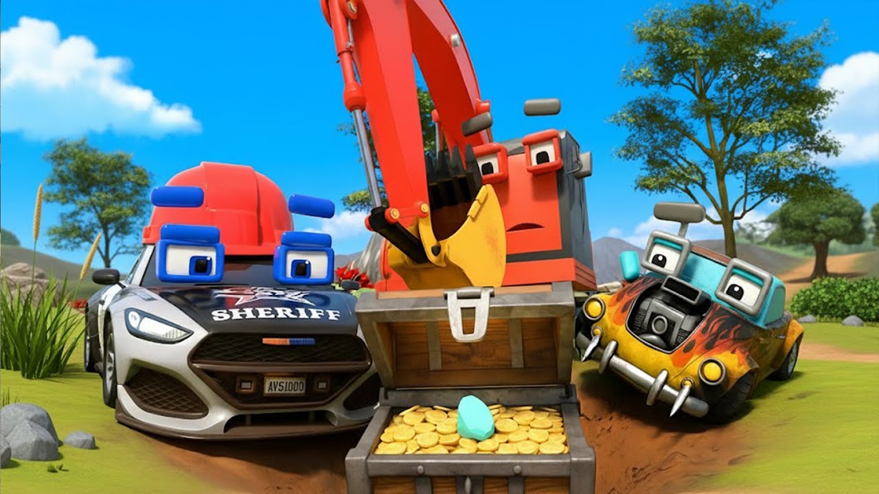 🚓 Police vs Excavator The Battle for the Treasure Chest 💰 - YouTube