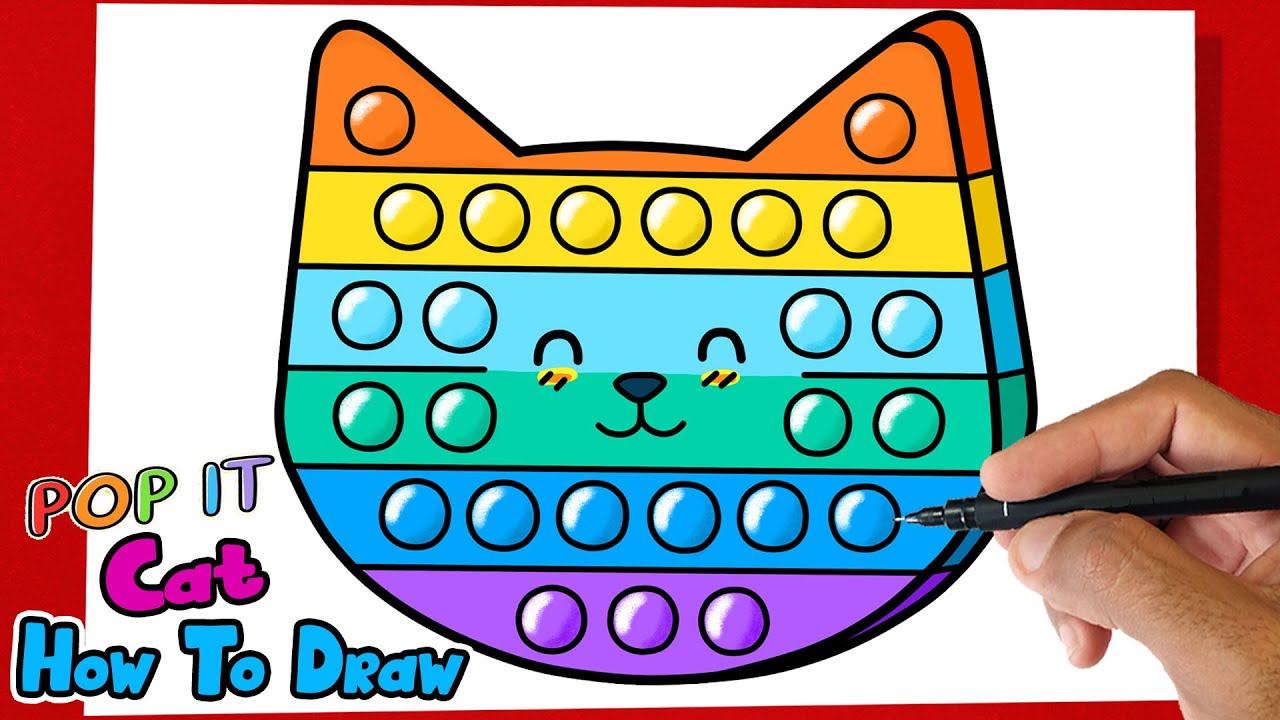 How To Draw CAT A Pop It Toy - Fidget Toys - draw so cute - Drawing ...