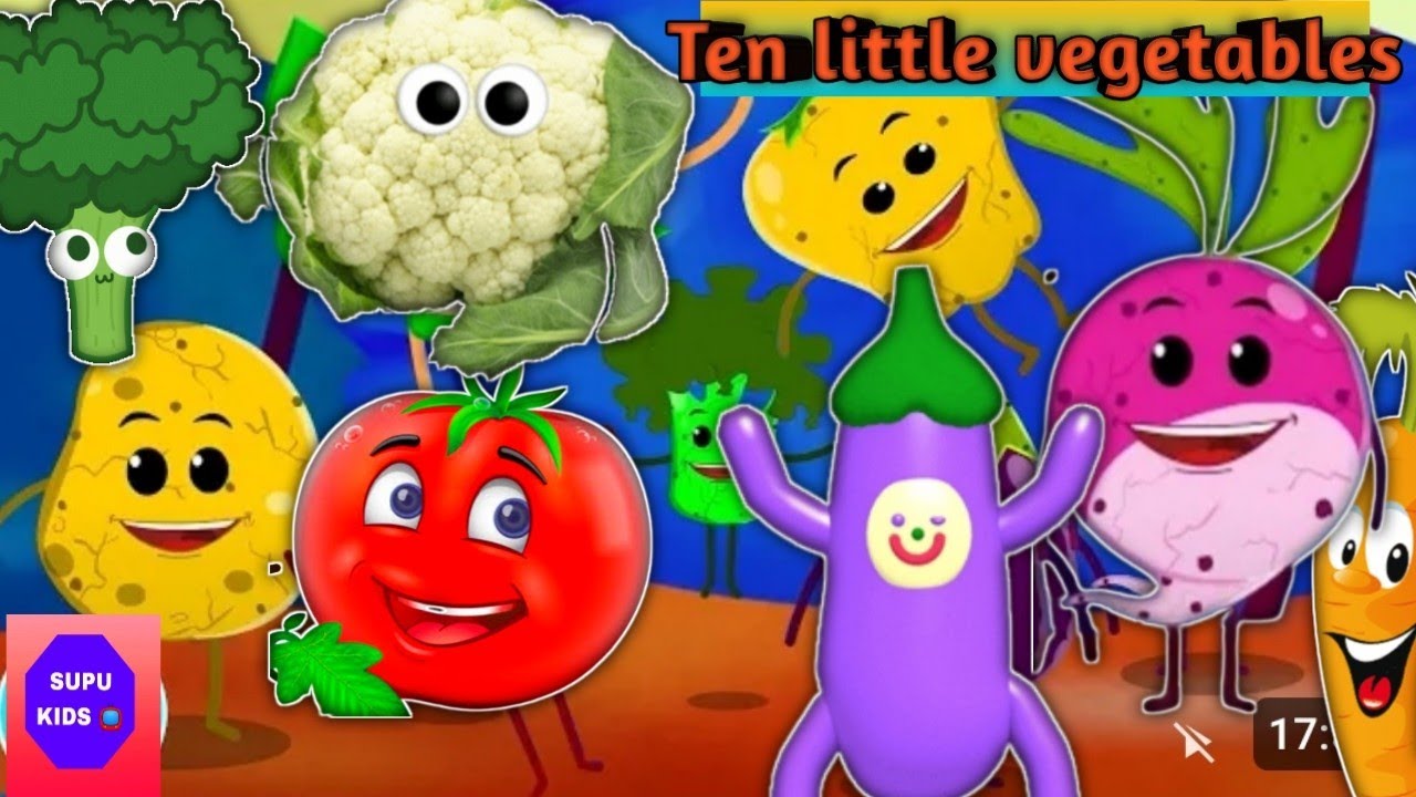 Ten little vegetables jumping on the bed + more nursery rhymes for kids ...