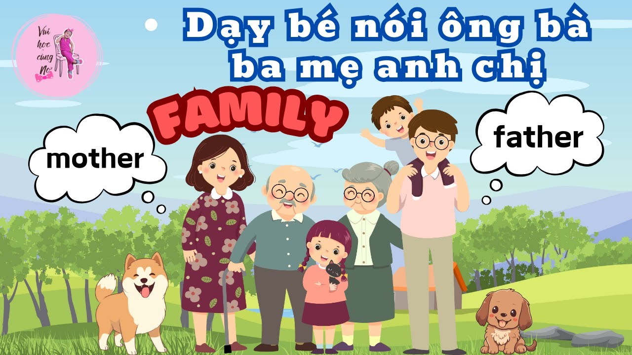 family || Dạy bé nói ông bà ba mẹ anh chị || Từ vựng gia đình || Vui ...