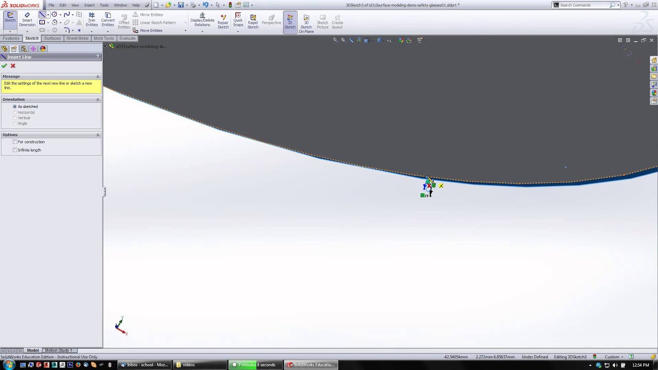 solidworks surface modeling demo safety glasses 02 - YouTube