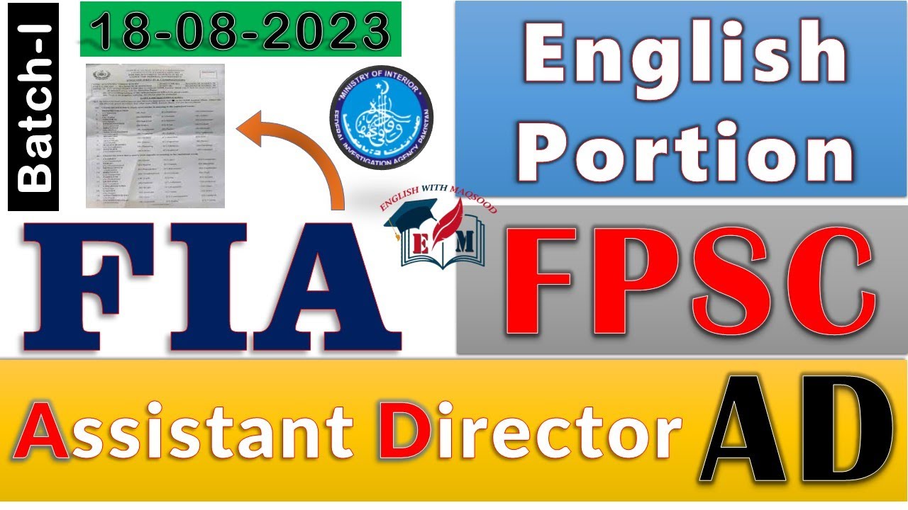 Today's FIA AD Solved Paper | Batch-l 18-8-2023 | FIA Assistant ...