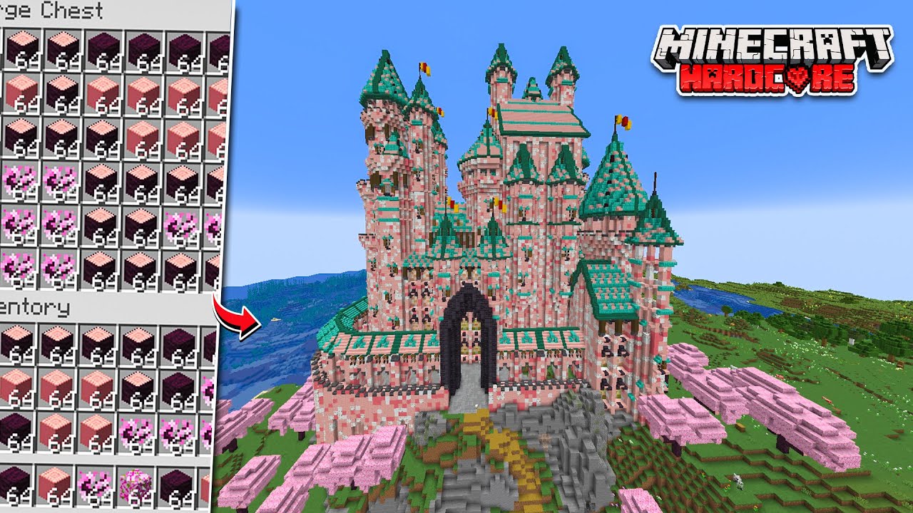 I Built a CHERRY CASTLE in Minecraft Hardcore ( #17 ) - YouTube