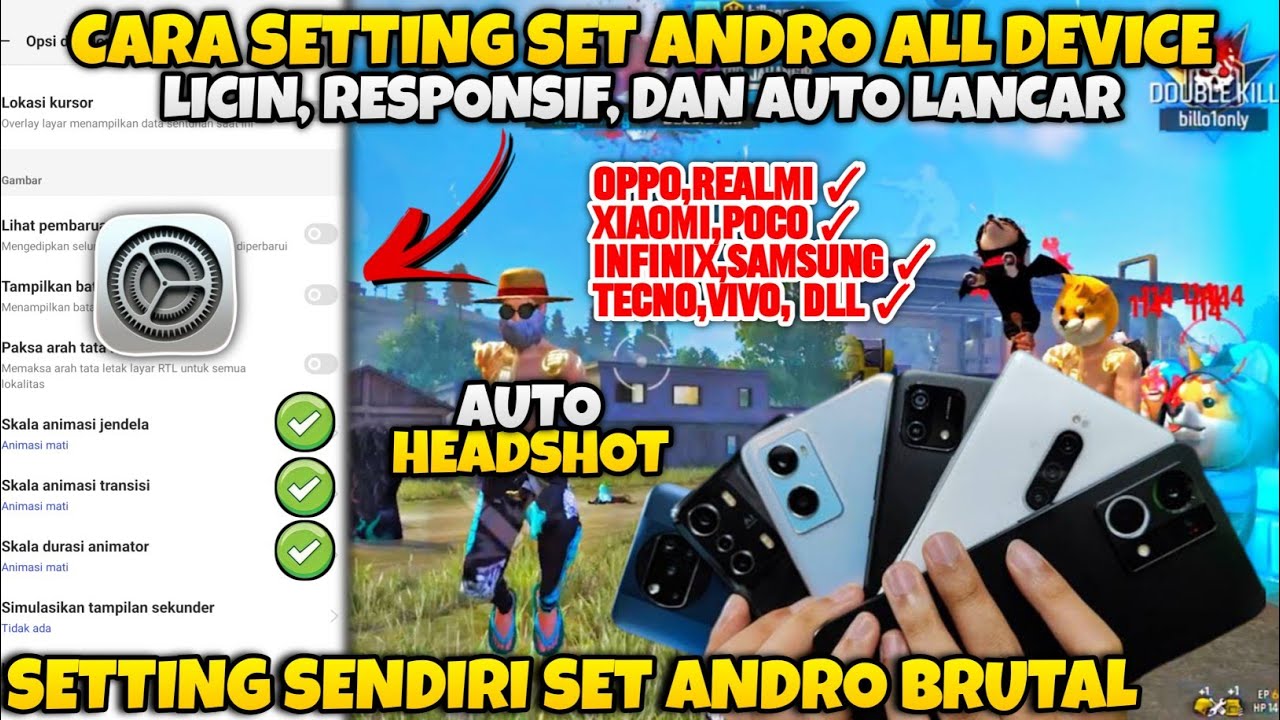 DIJAMIN HEADSHOT CARA SETTING SET ANDRO FF AUTO HEADSHOT DI SEMUA HP‼️CARA MEMBUAT SET ANDRO ...
