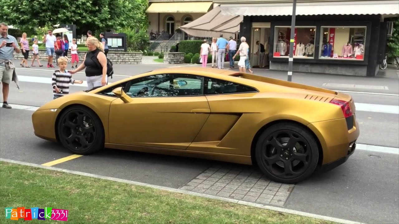 frozen gold Lamborghini Gallardo in Interlaken (Switzerland) - YouTube