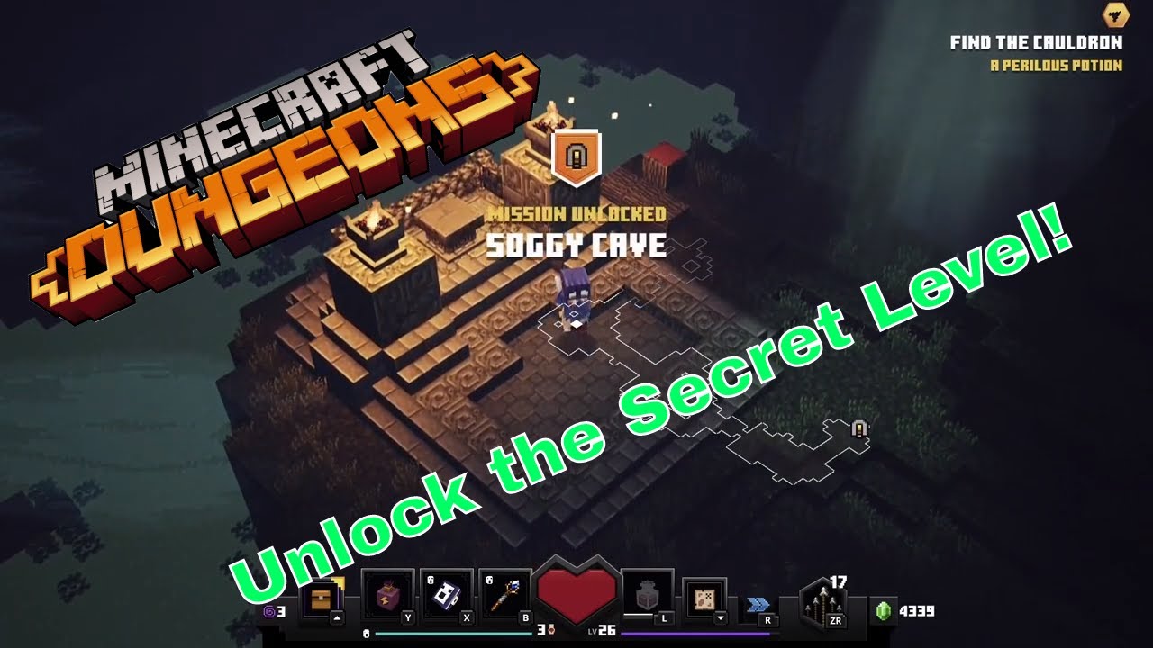Minecraft Dungeons Unlock Soggy Cave Secret Level! Play Soggy Swamp ...