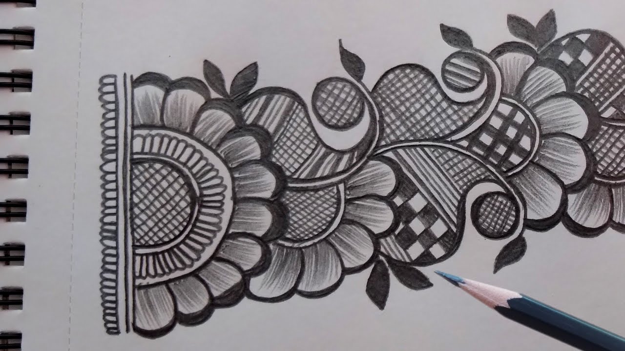 Easy Pencil Mehndi Design Drawing for Beginners | Easy Simple Beautiful ...