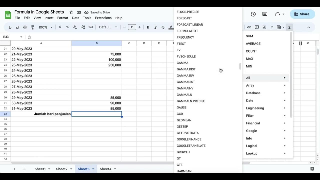 COUNT Google Sheet - YouTube