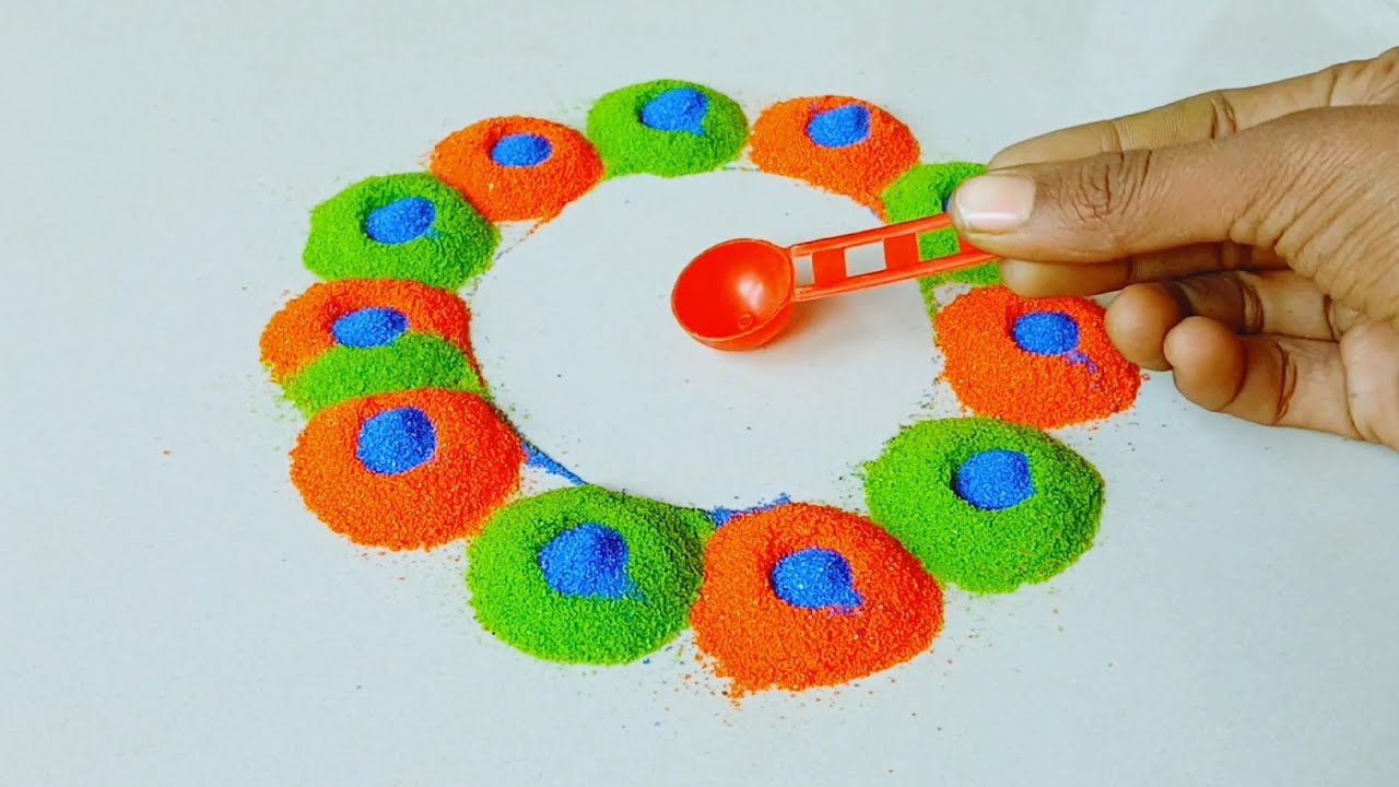 Easy shading Flower rangoli Desings | Festival simple rangoli desing ...