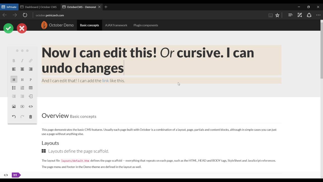 October CMS - inline editing tutorial feat Content Editor plugin - YouTube