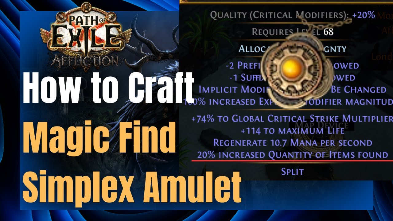 [PoE 3.23] Crafting a S-Tier Magic Find Simplex Amulet - YouTube