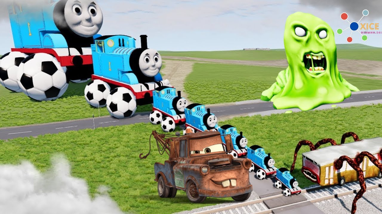 Big & Small Thomas the Tank Engine Ball Wheels VS BUS EATER | BeamNG ...