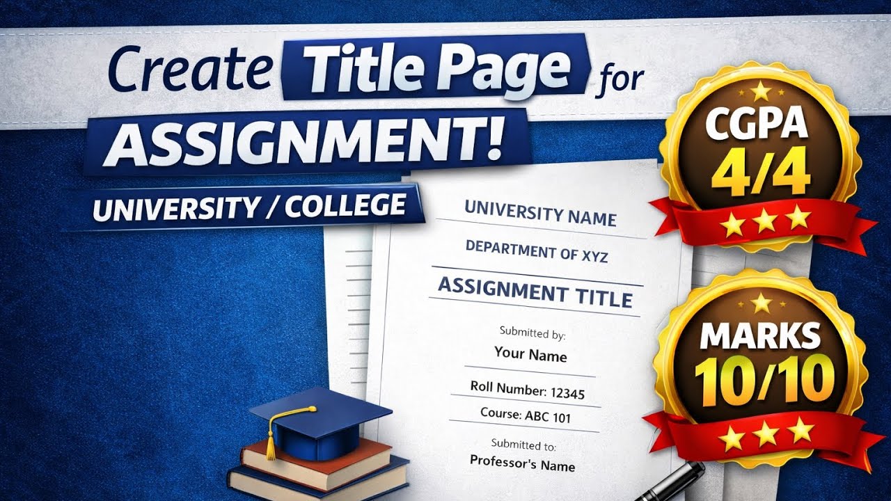 How to create professional title page on MS word For your Assignment ...