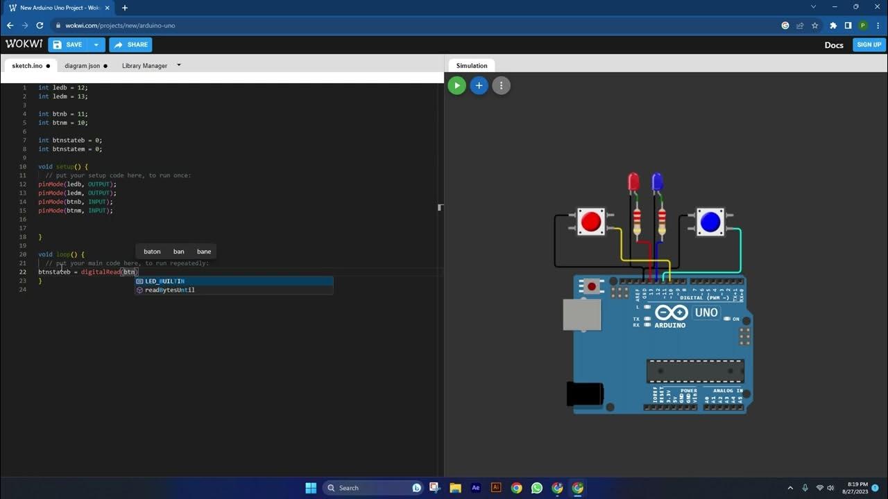 Belajar Bahasa Pemrograman Arduino dengan WOKWI Menyalakan Lampu dengan ...