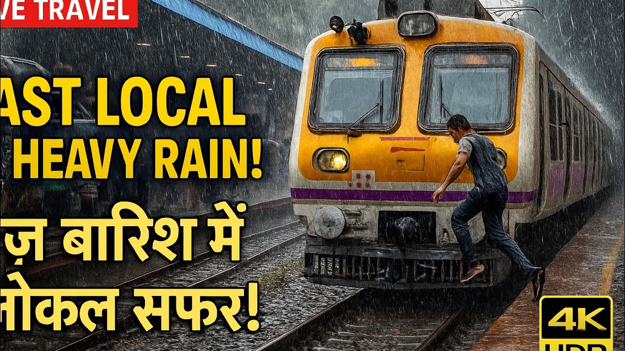 Mumbai Local Fast Train Journey in Rain | तेज बारिश में मुंबई लोकल का ...