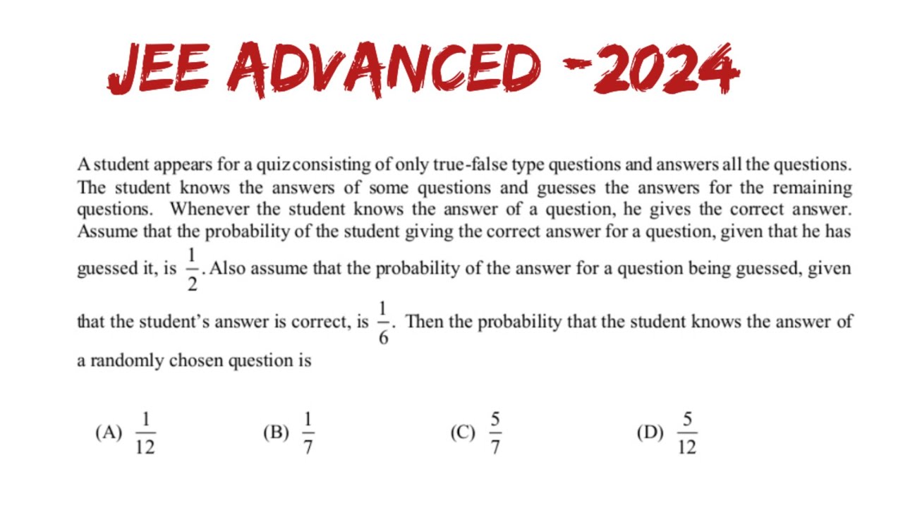 jee advanced 2024 maths solution | jee advanced 2024 | Probability ...