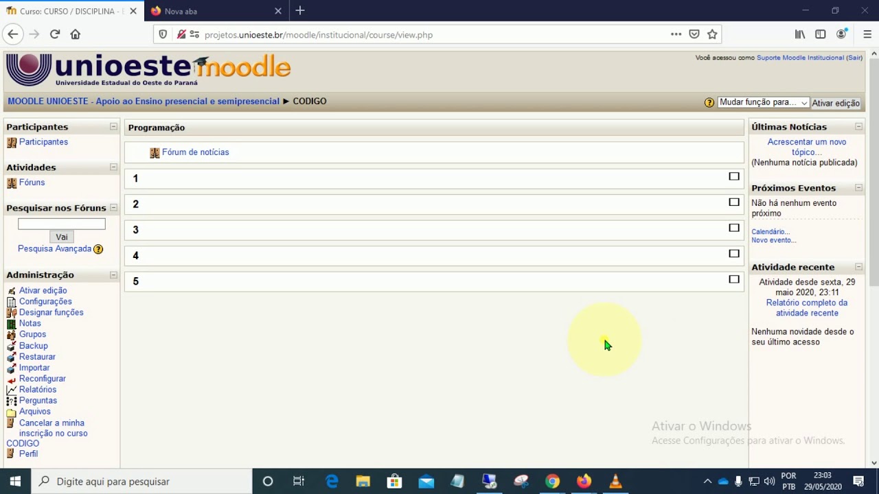 Interface Moodle Institucional UNIOESTE - YouTube