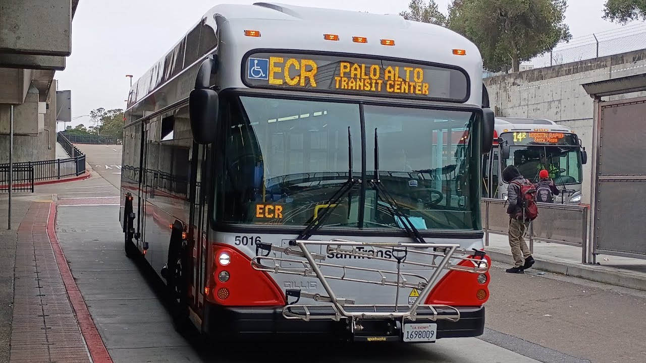 Samtrans 2024 Gillig EV #5016 On route ECR to Palo Alto Transit Center ...