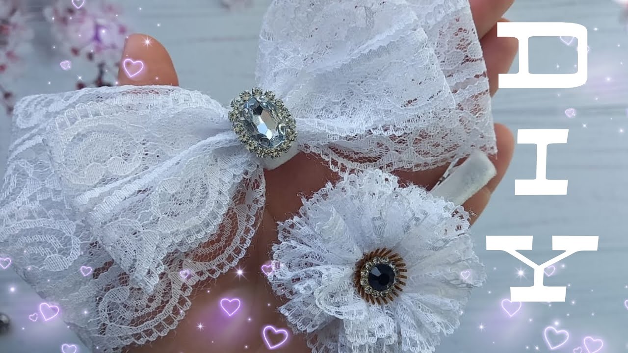 Ribbon bow creations from lace ribbons|DIY - YouTube