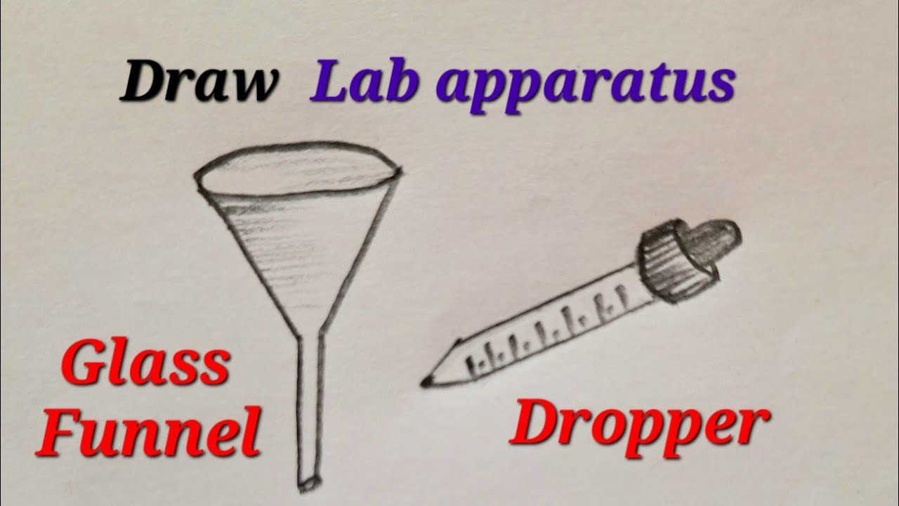 Funnel drawing, Dropper drawing, Draw lab funnel, Draw lab apparatus ...