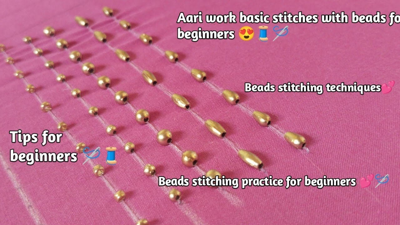 Aari work basic stitches with beads for beginners | beads stitching ...