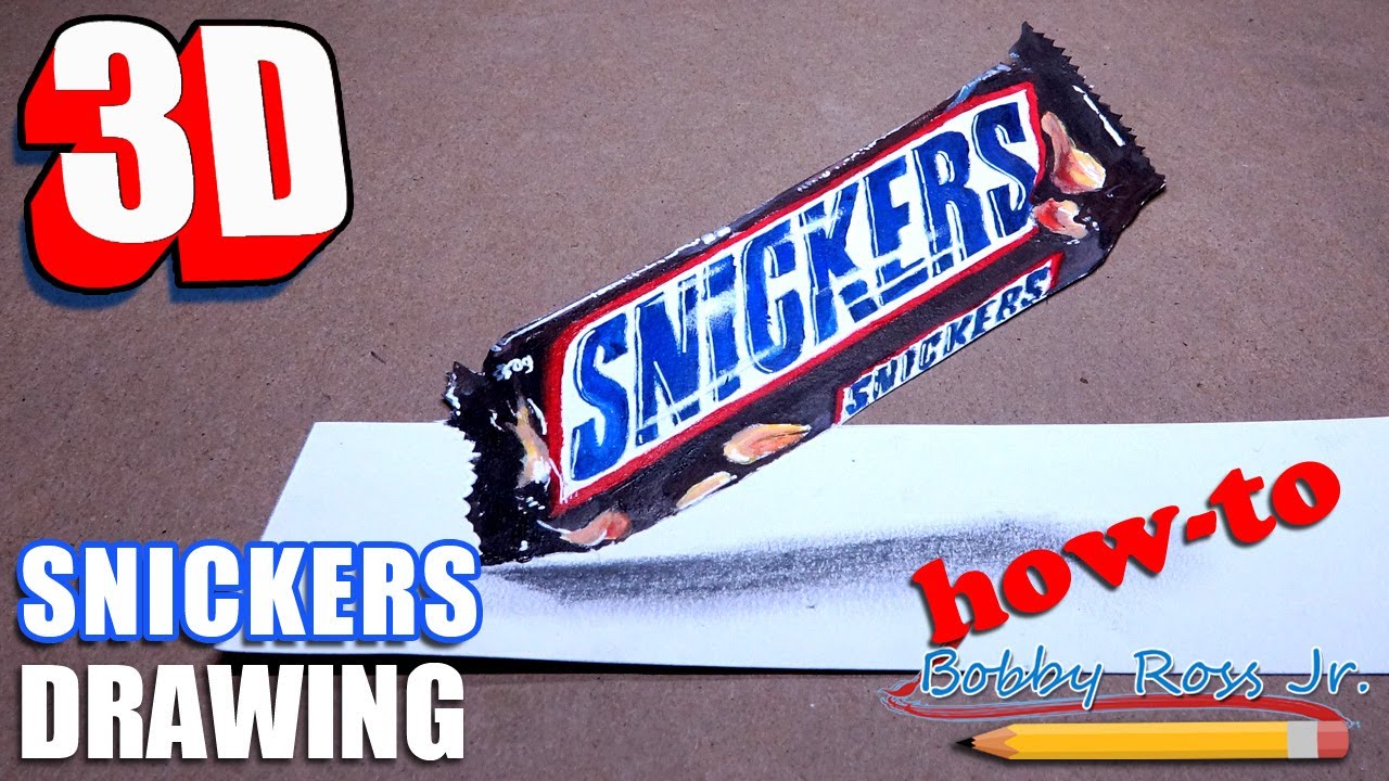 Draw SNICKERS - 3D Illusion Art - YouTube