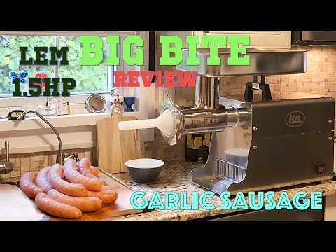 LEM Big Bite (#32) Meat Grinder &  Fresh Garlic Sausage recipe included, full review and process.