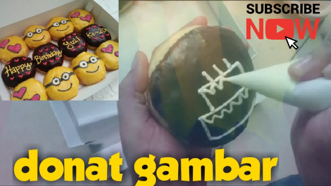 cara membuat topping gambar karakter pada donat // how to make a ...