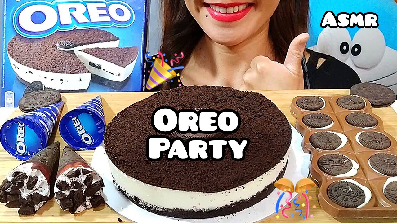 ASMR OREO PARTY (CHEESECAKE, ICE CREAM CONES, CHOCOLATE) Mukbang 먹방 ...