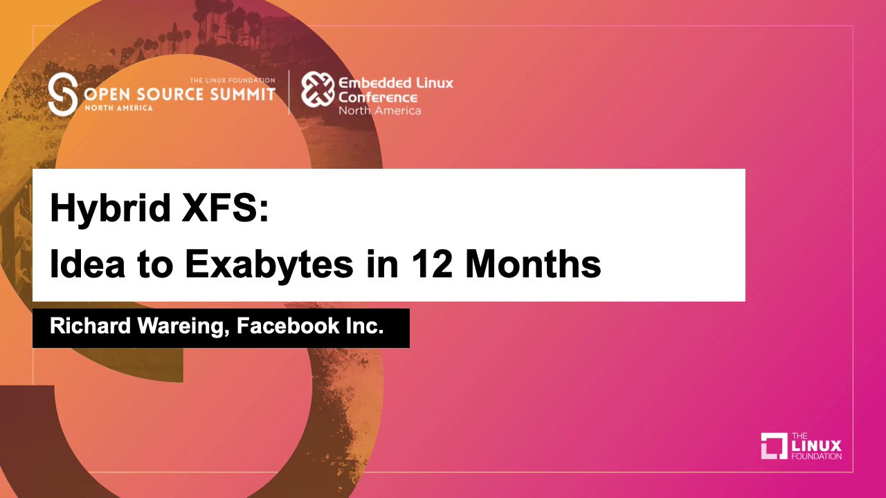 Hybrid XFS: Idea to Exabytes in 12 Months - Richard Wareing, Facebook ...