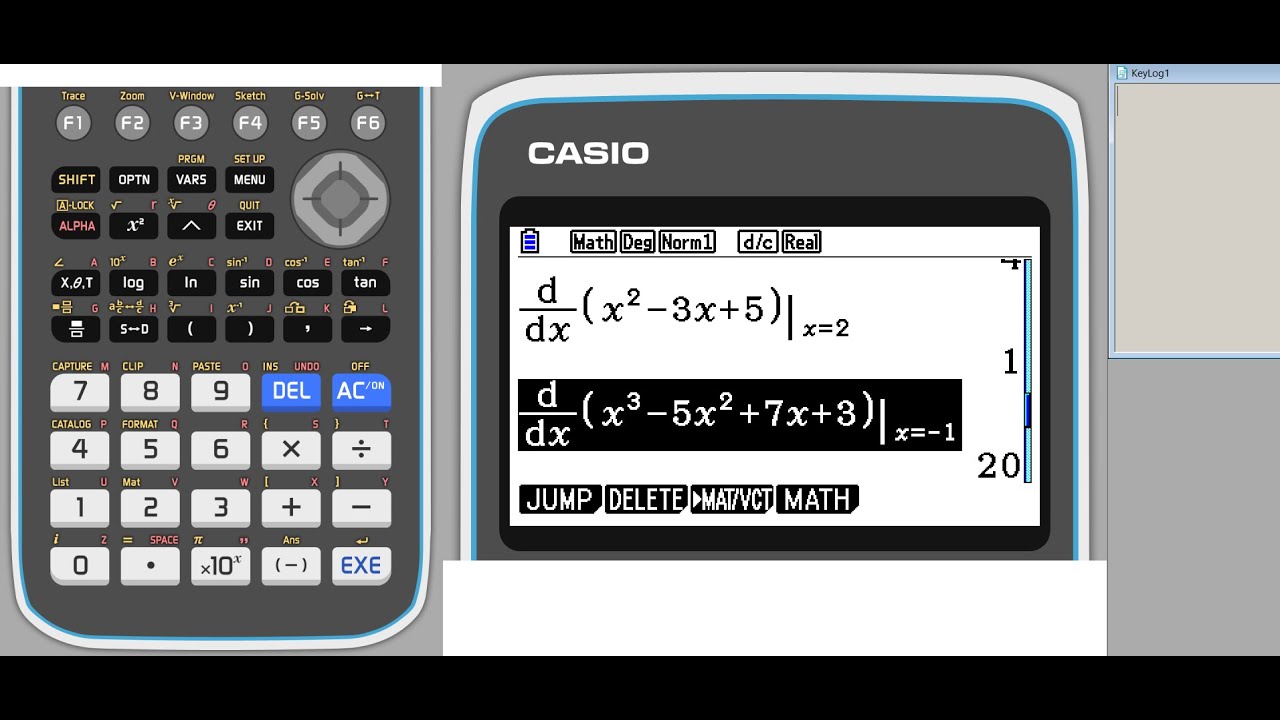 Differentiate a function using Casio fx cg 50 / 20 - YouTube