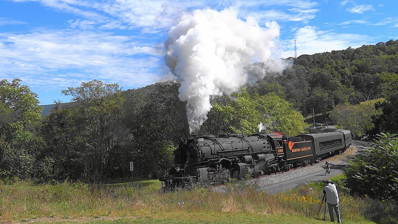 Western Maryland Steam Engine #1309 Chugs Thru Helmsetters Curve - YouTube