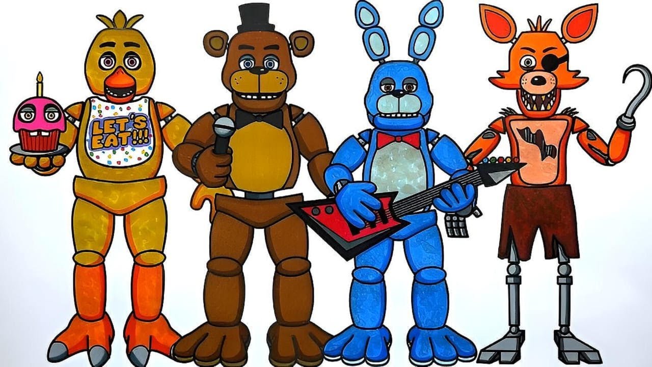 Five Nights at Freddy's New drawing Pages // Color MAIN CHARACTERS of ...