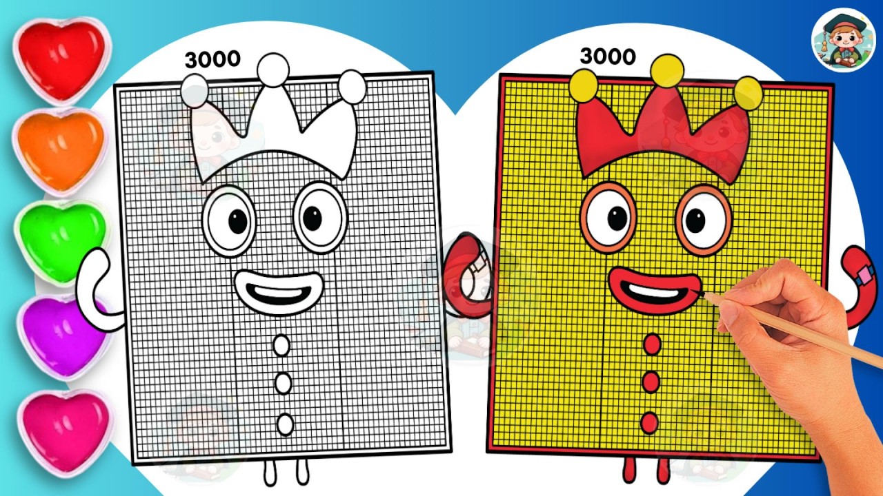 How To Draw Numberblock 3000 Coloring🌈 - Learn to draw Numberblock 3000 ...