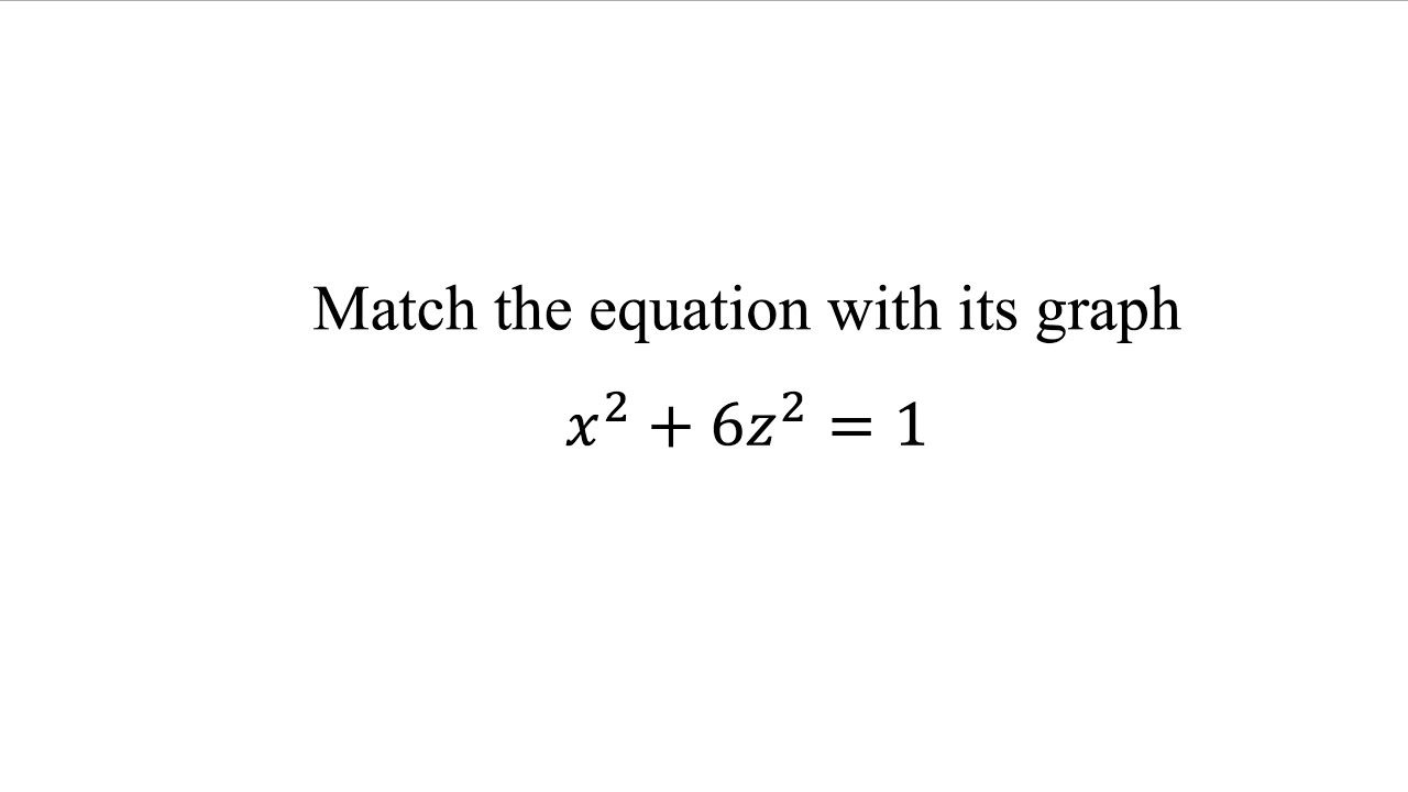 Match the equation with its graph𝑥^2+6𝑧^2=1 - YouTube