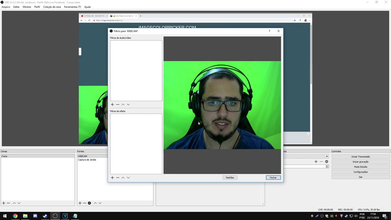 TUTORIAL OBS - COMO FAZER CHROMA KEY (TELA VERDE) - YouTube