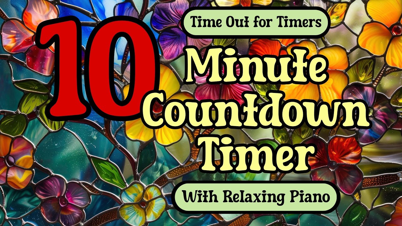 10 Minute STAINED GLASS FLORAL Elegant Countdown Timer with Relaxing ...