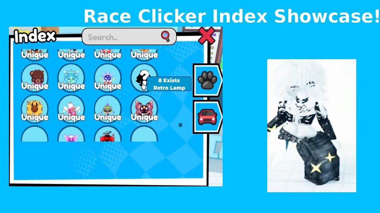"Race Clicker Index Showcase! 🚗🐾 All Cars and Pets!" - YouTube