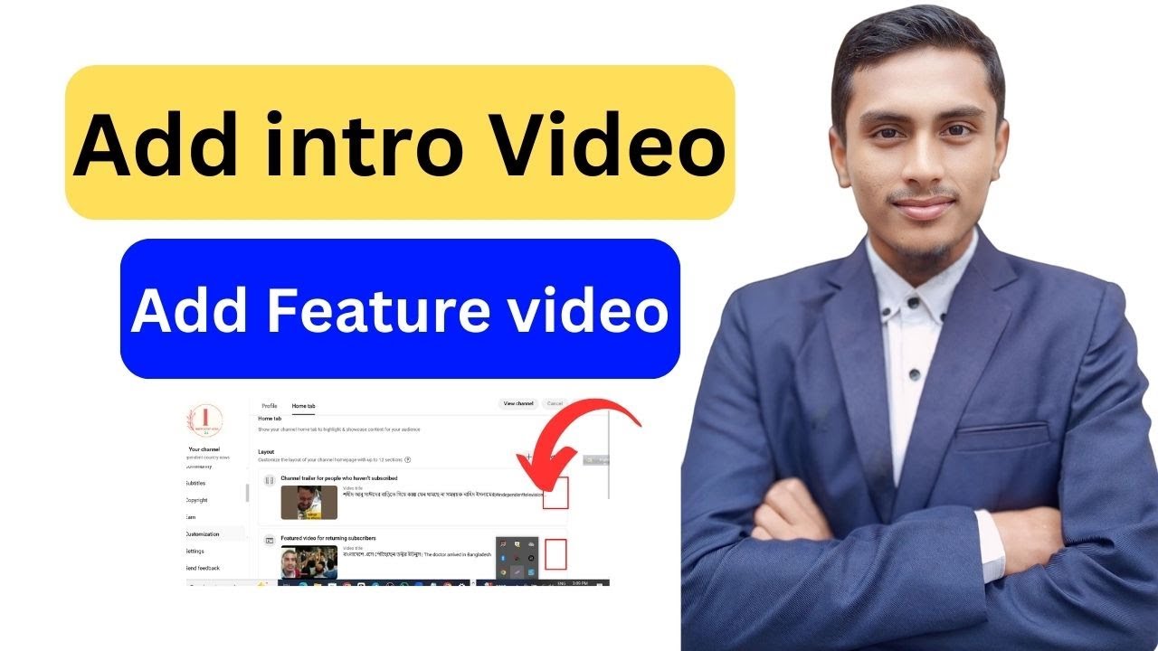 how to add intro video and feature video in YouTube channel - YouTube