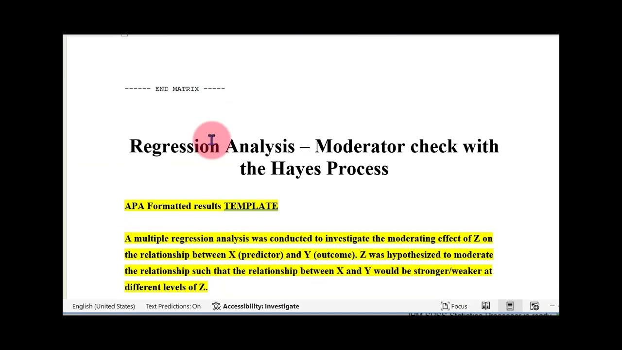 Moderator SPSS Hayes Process Simple Slopes Analysis and APA write-up - YouTube