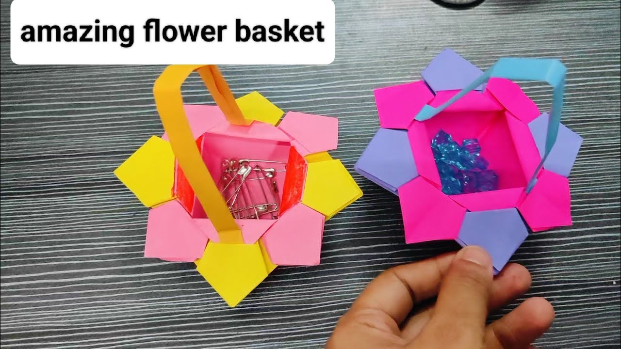amazing flower basket|| easy origami flower basket|| - YouTube