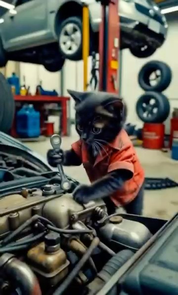 Mechanic Kitty Fixes Your Car! 🔧🐱 #Adorable #KittenMechanic # ...