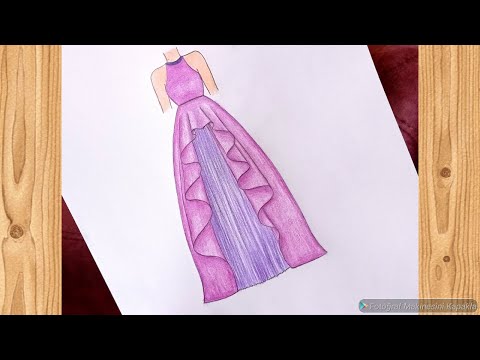 Mor Abiye Çizimi 💜 Adım adım elbise çizimi