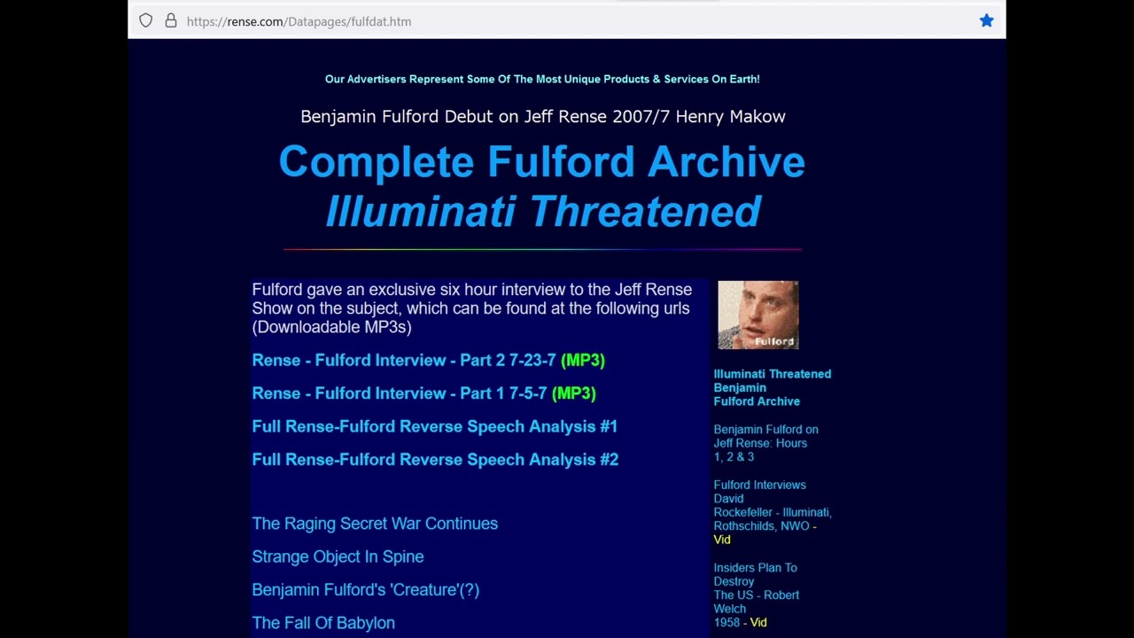 Benjamin Fulford on Jeff Rense Radio Debut 5-7-2007 ベンジャミンフルフォード・ジェフレンス ...