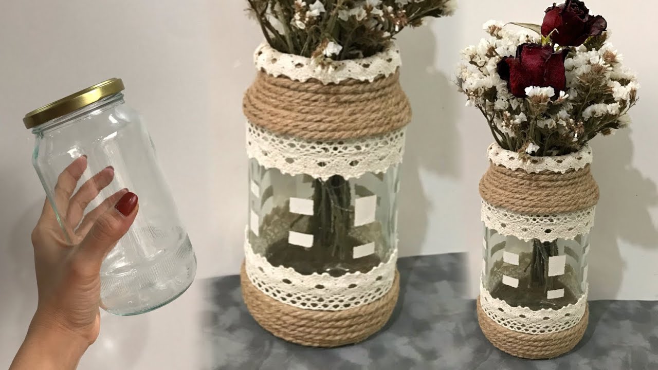 Super Craft Idea with Glass Jar & Jute Rope | DIY - YouTube