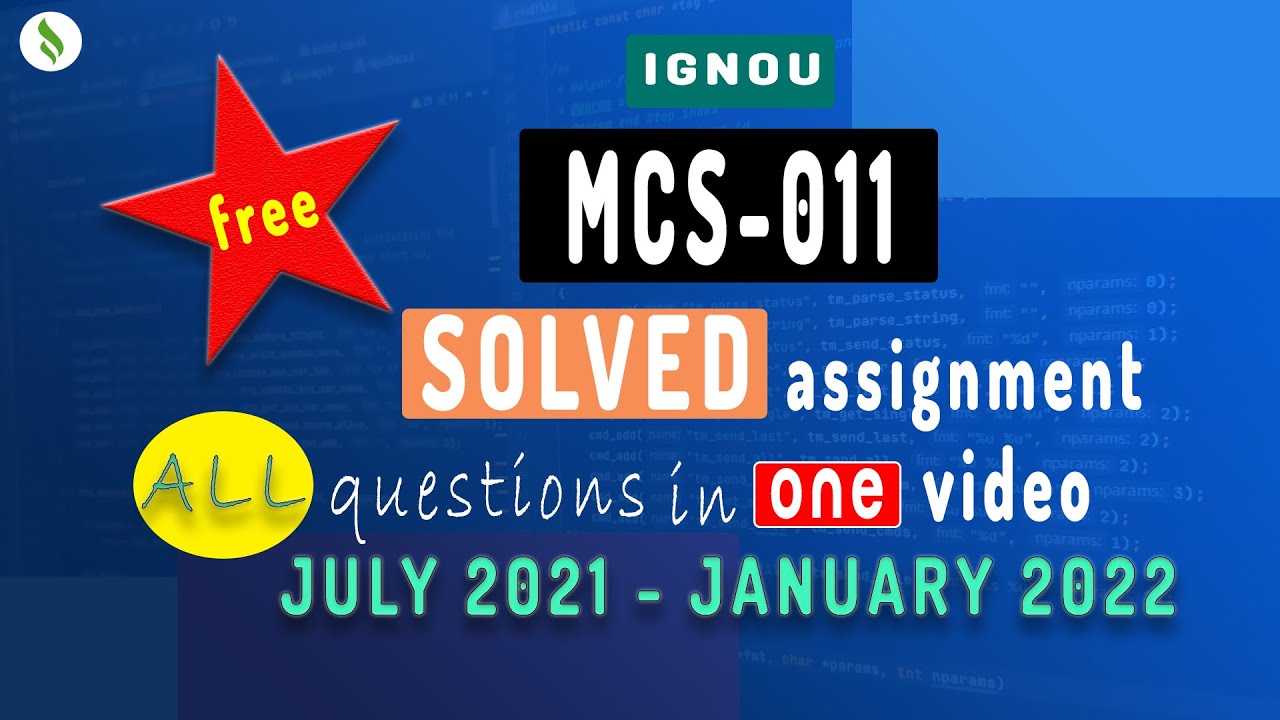 MCS 011 BCA 2nd Semester Solved Assignment 2021 | #Ignou solved assignment - YouTube
