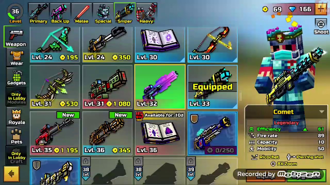 Pixel gun 3D Comet vs Electro blast rifle and some gameplay - YouTube