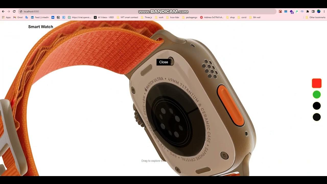 3D configuration smart watch using react three fiber , webgl , canvas ...