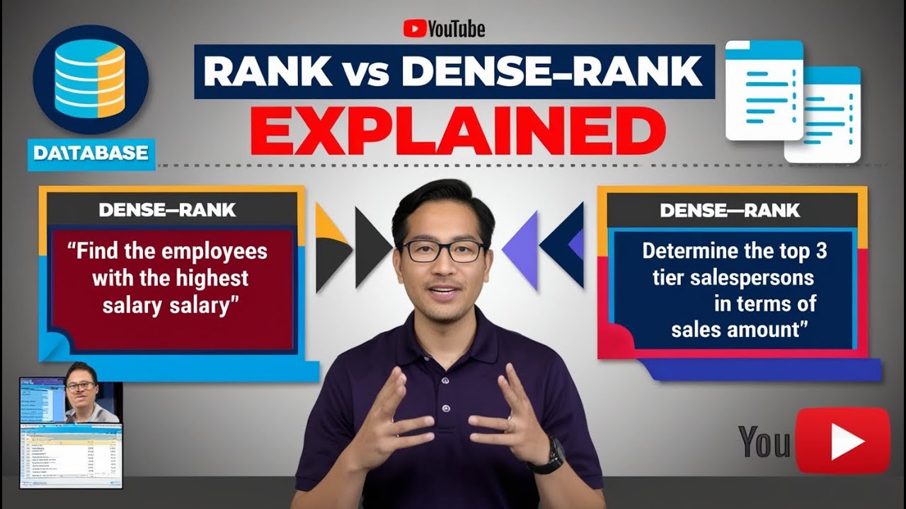 SQL Window Functions | Rank VS Dense_Rank Explained With Examples - YouTube