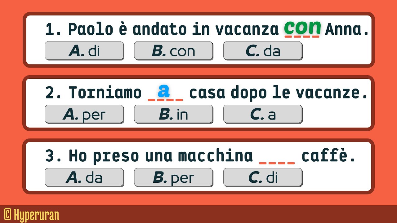 Italian how to use prepositions correctly | Improve sentences | A2/B1 ...